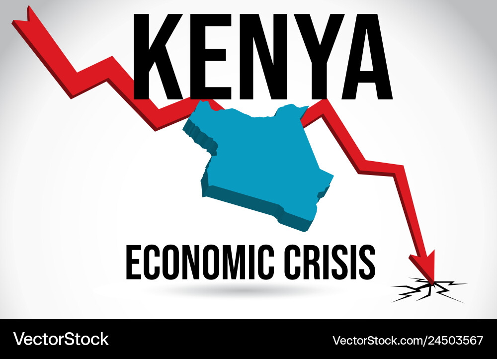 Kenya map financial crisis economic collapse Vector Image