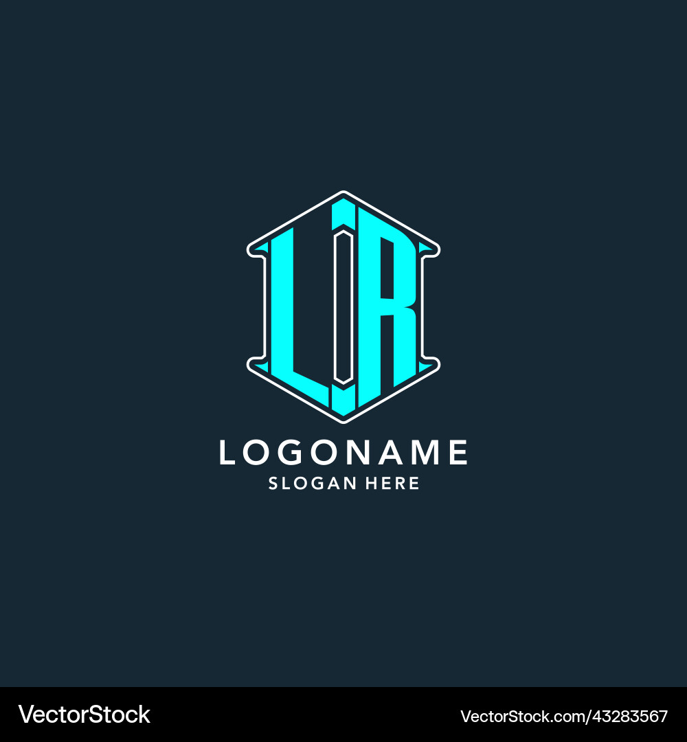 Letter lr logo with hexagon shape geometric style Vector Image