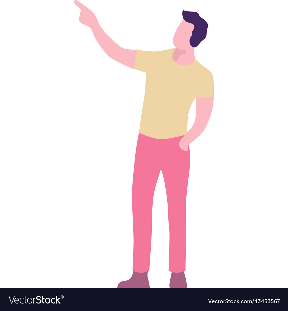 Man pointing up icon isolated on white Royalty Free Vector