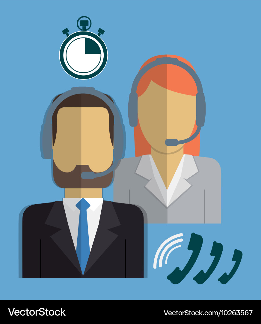 Operator man woman call center service icon Vector Image
