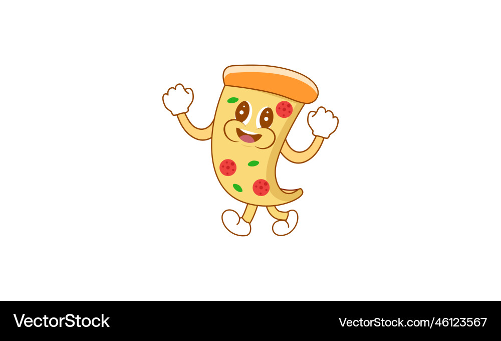 Pizza in retro cartoon style Royalty Free Vector Image