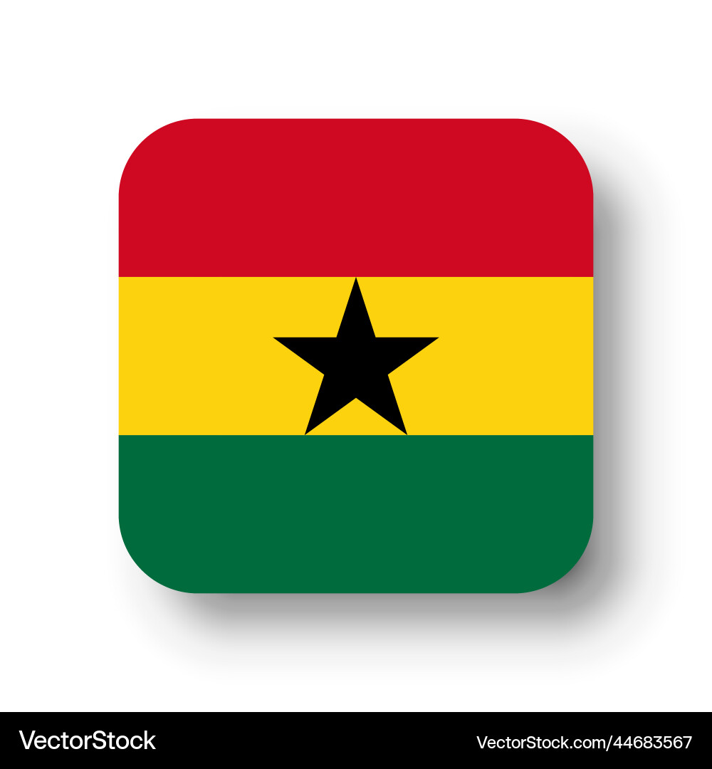 Rounded square flag of ghana Royalty Free Vector Image