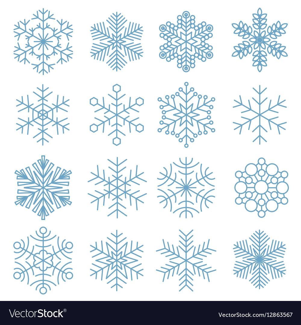 Snowflake icon collection Royalty Free Vector Image