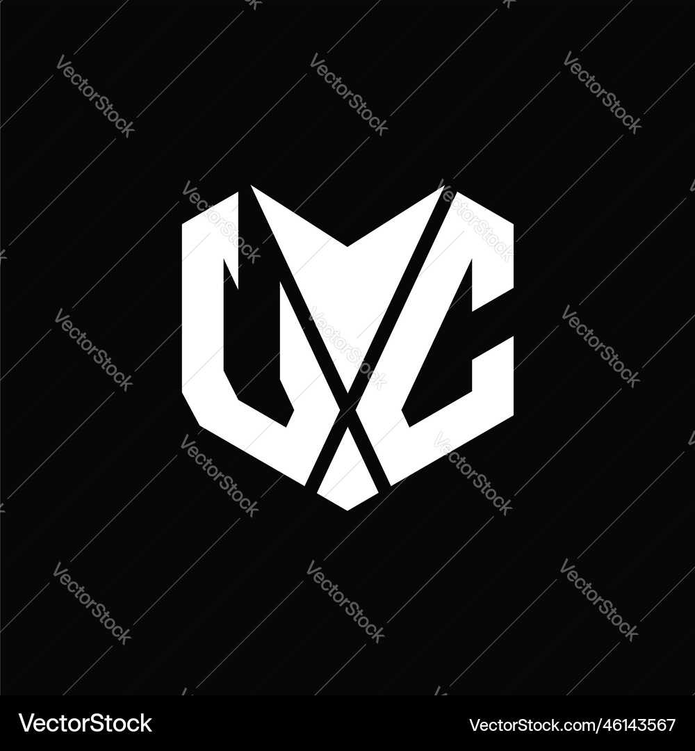 Vc logo monogram abstract hexagon images design Vector Image