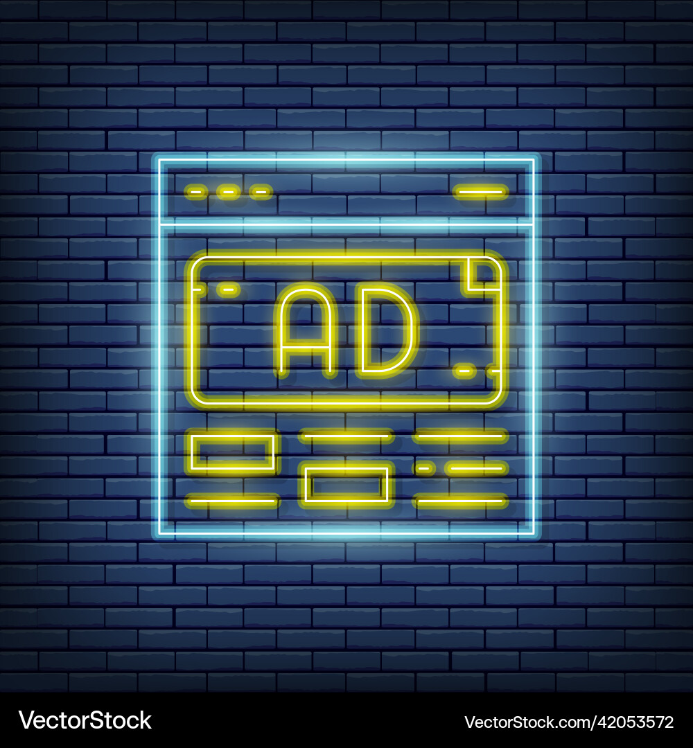 Ad advertisement media marketing neon Royalty Free Vector