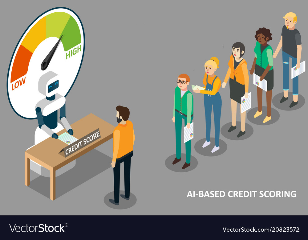 Ai credit scoring isometric Royalty Free Vector Image Ai credit scoring isometric Royalty Free Vector Image