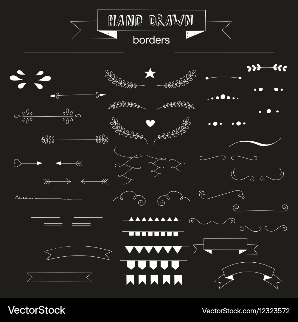 Collection of unique hand drawn borders Royalty Free Vector