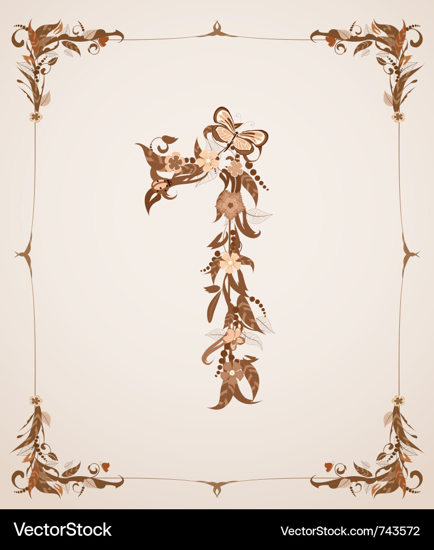 Retro vintage letter number in a frame Royalty Free Vector