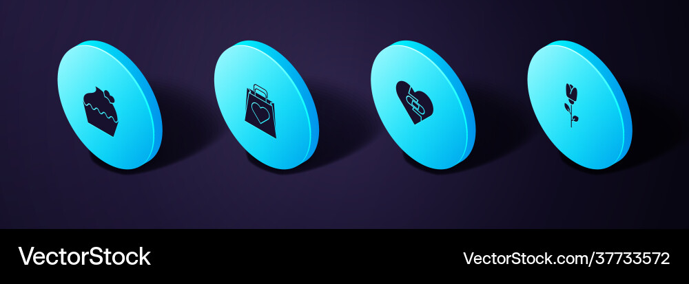 Set isometric flower rose healed broken heart Vector Image