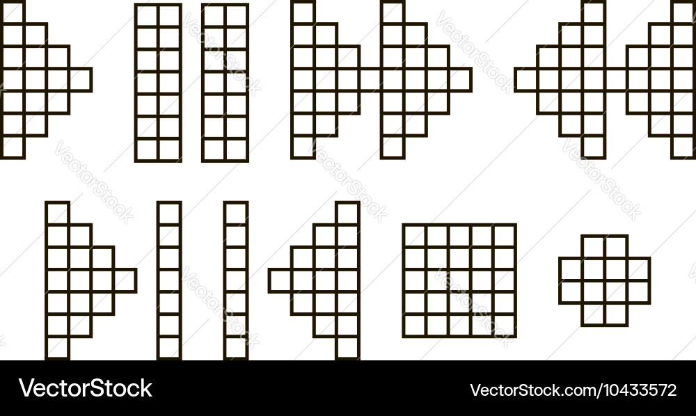 Set of different pixel symbols for player Vector Image