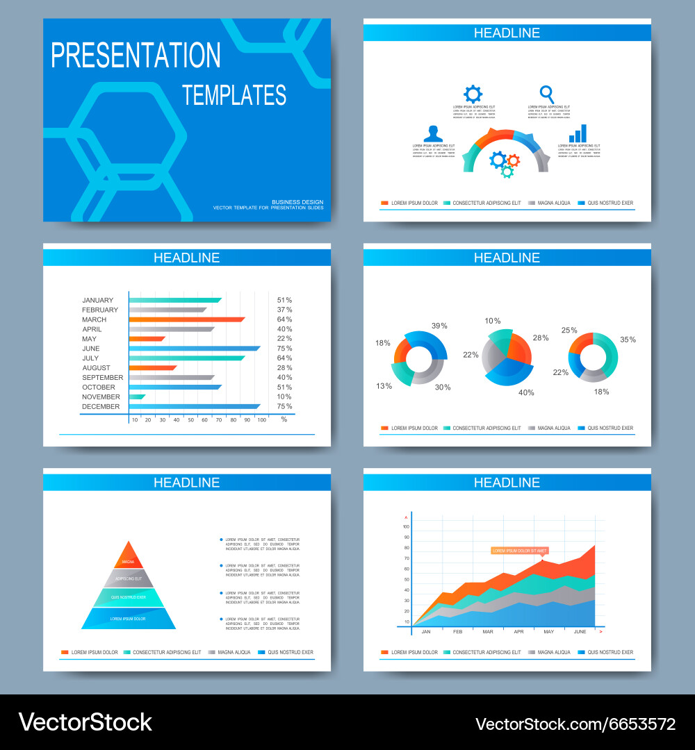 Set of templates for presentation slides Vector Image