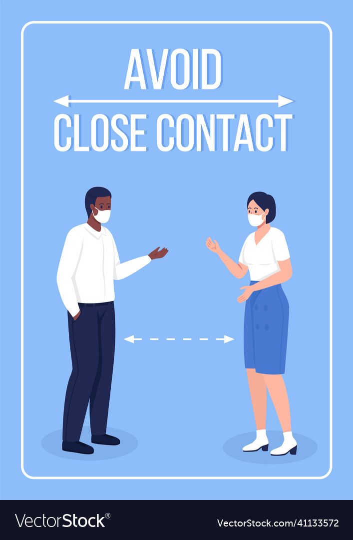 Social distancing poster flat template Royalty Free Vector