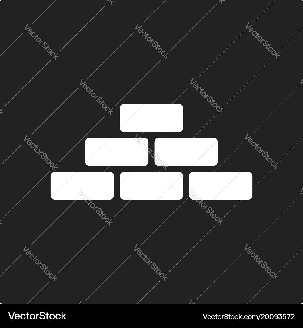 Wall brick icon in flat style isolated on black Vector Image