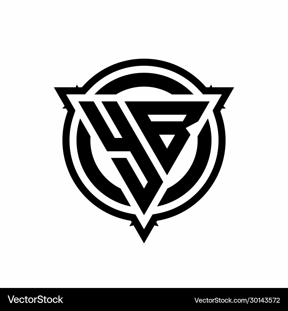 Yb logo with triangle shape and circle Royalty Free Vector
