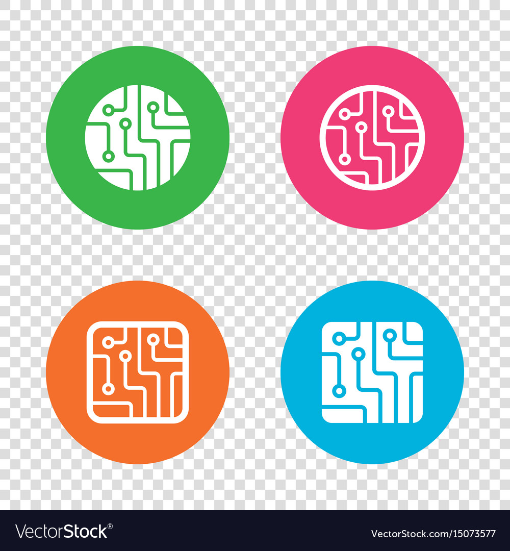 Circuit board signs technology scheme icons Vector Image