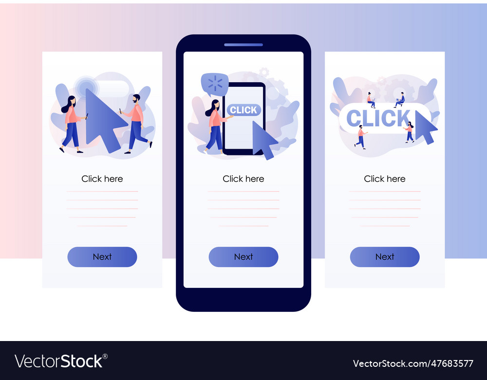 Click here button cursor pointer sign tiny Vector Image
