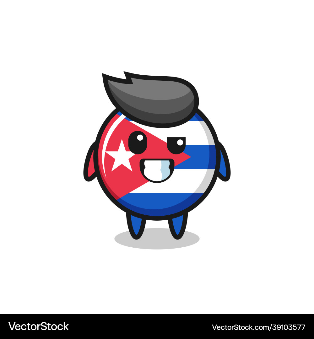 Cute cuba flag badge mascot with an optimistic Vector Image