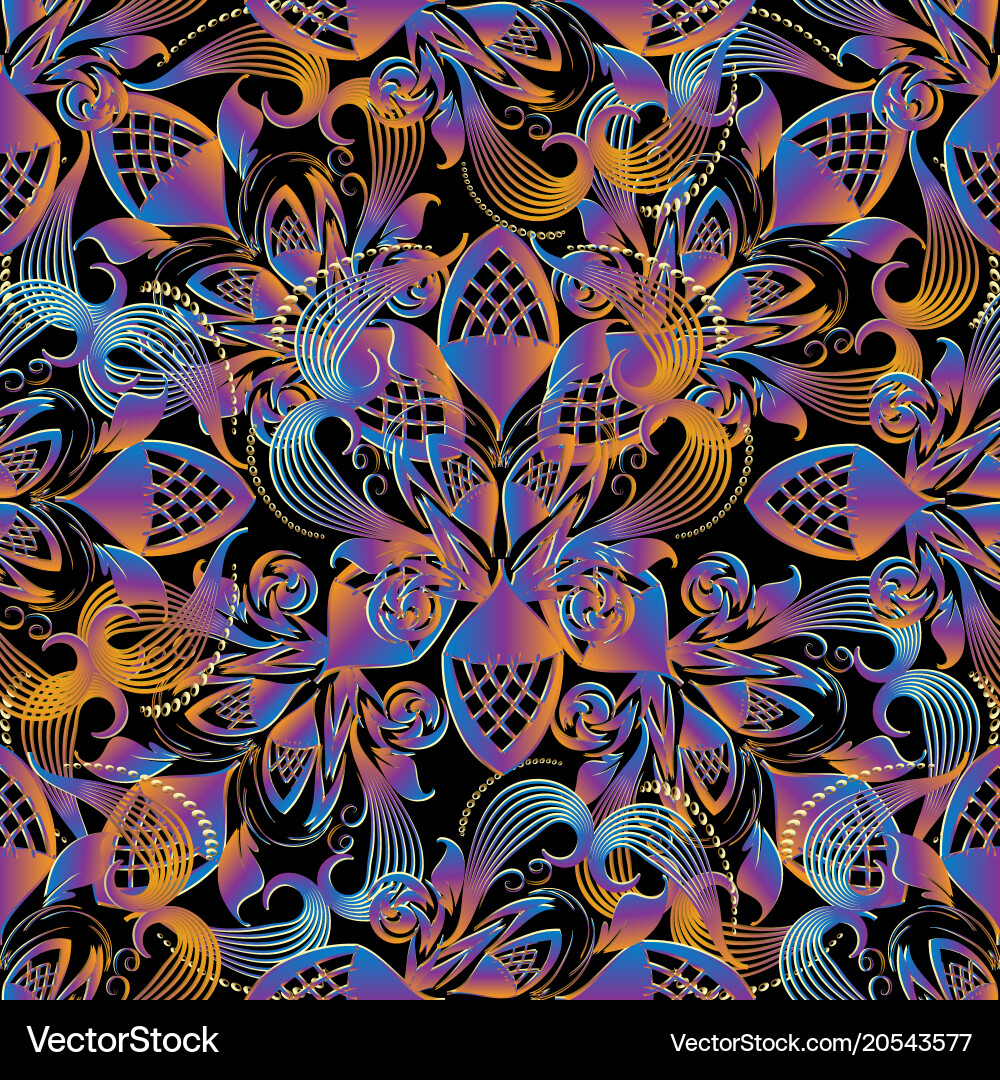 Floral modern 3d paisley seamless pattern vintage Vector Image
