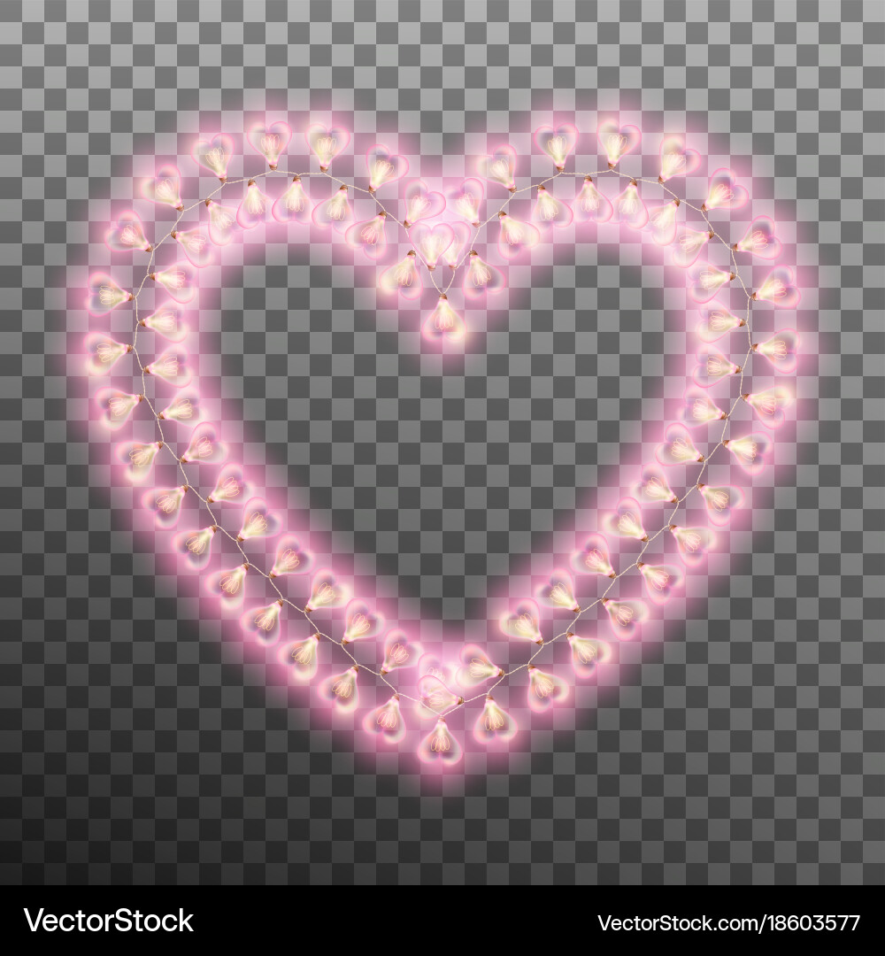 Glowing lamp heart isolated on transparent Vector Image