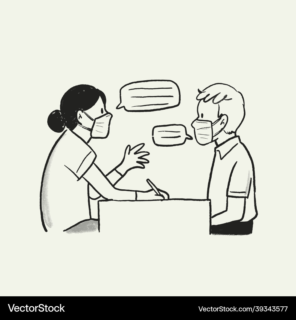 Medical consultation doodle new normal Royalty Free Vector
