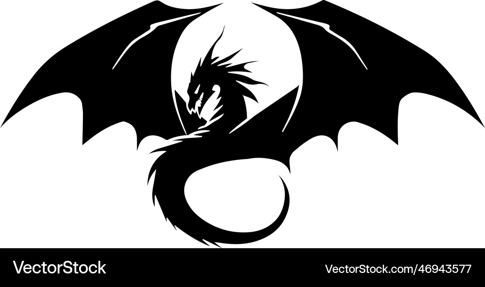 Of dragon in drawing stencil style Royalty Free Vector Image