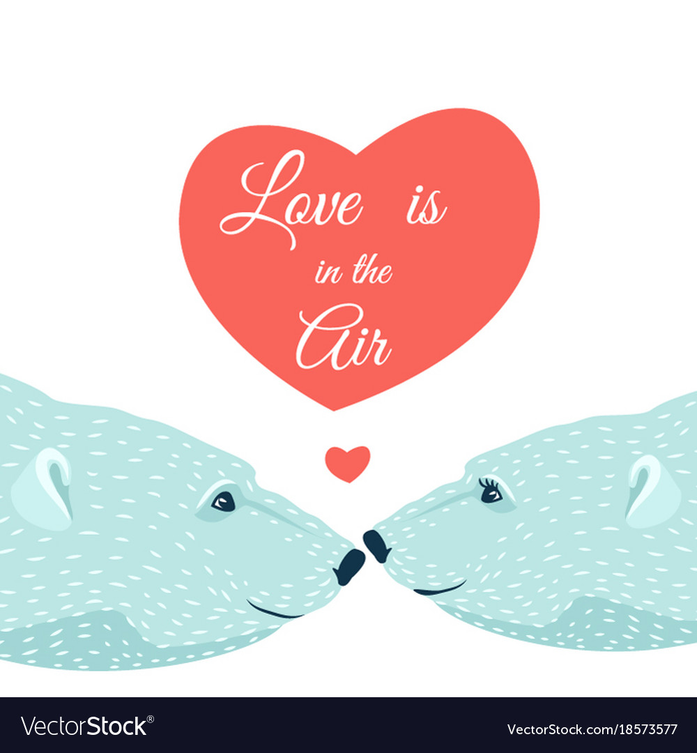 Polar Bears Couple Hearts Love Valentines Day Card