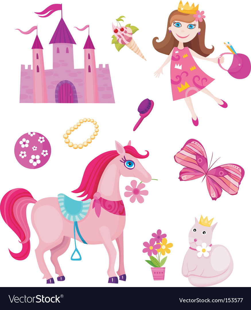 Princess elements set Royalty Free Vector Image Princess elements set Royalty Free Vector Image