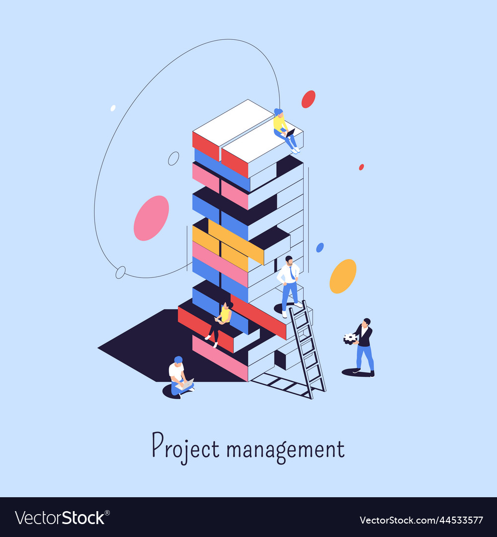 Project management isometric background Royalty Free Vector