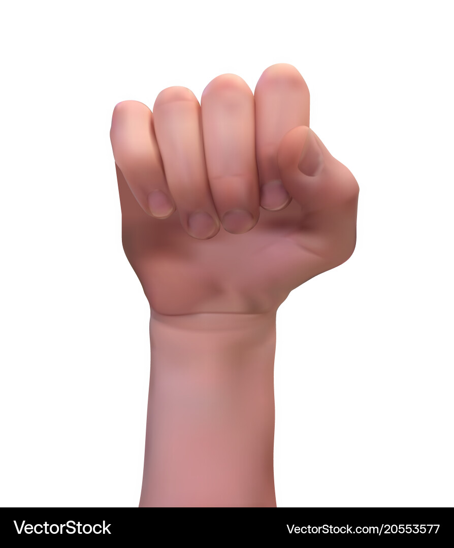 Realistic 3d silhouette an closed hand on white Vector Image