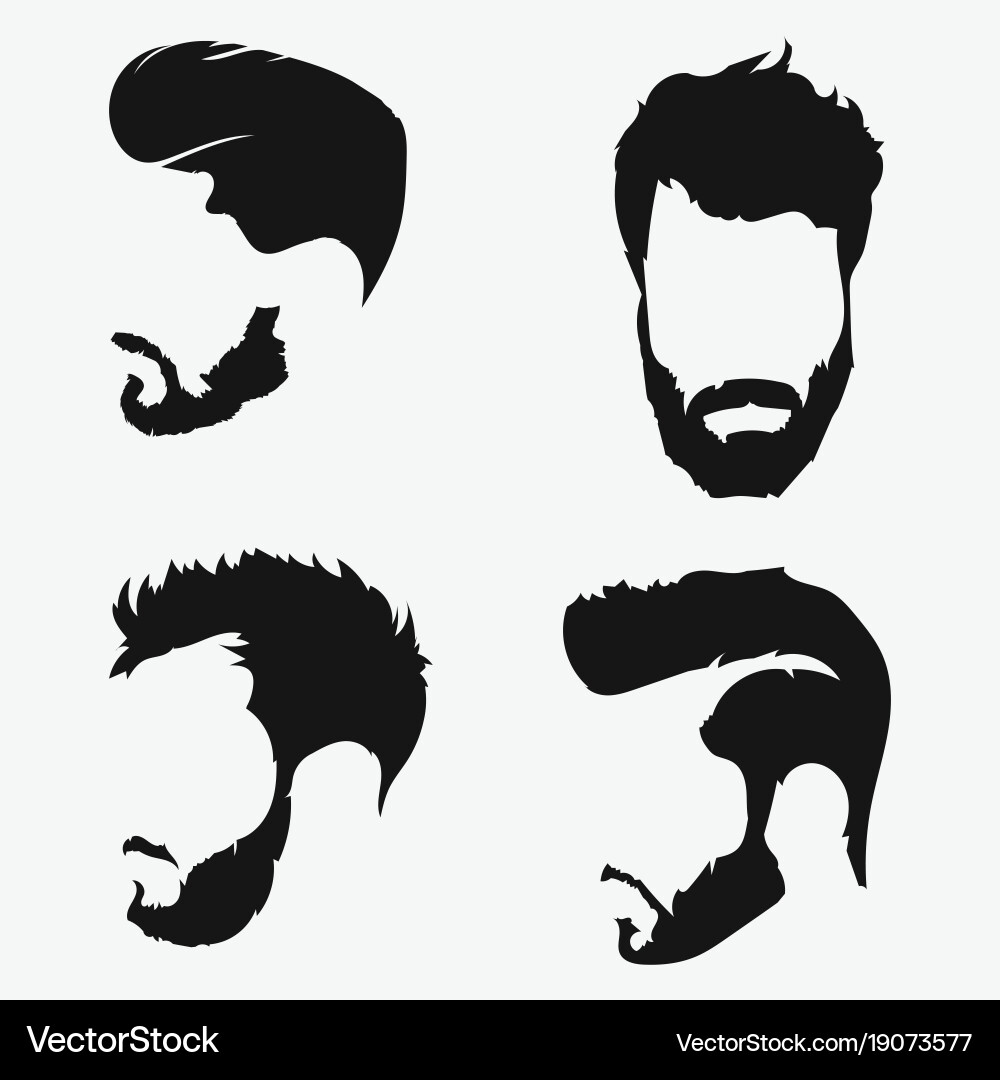 Set hairstyles for men collection black Royalty Free Vector