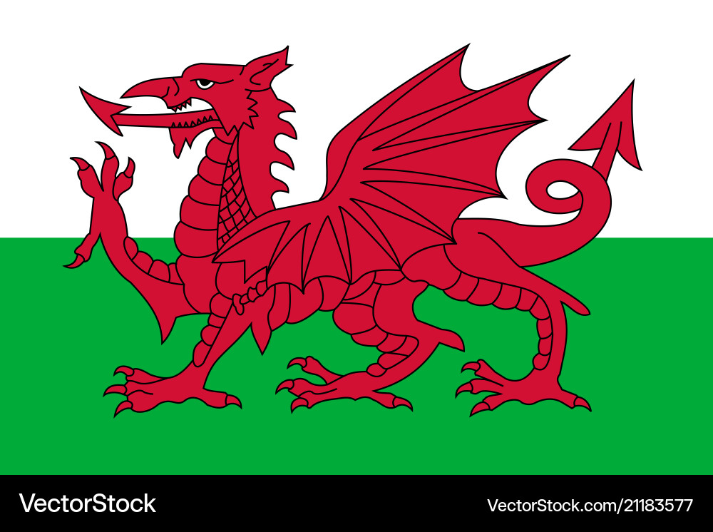 Simple flag of wales Royalty Free Vector Image