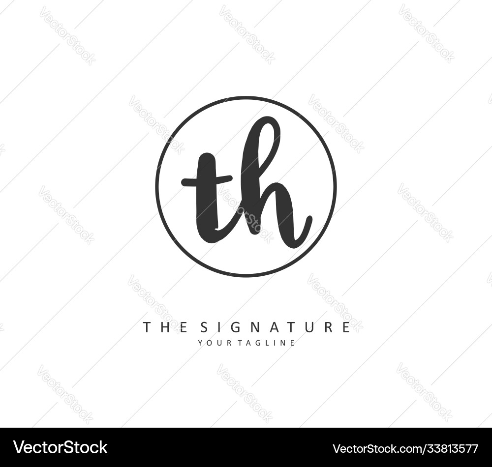 T h th initial letter handwriting and signature Vector Image