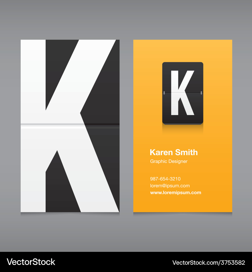 Business card letter k Royalty Free Vector Image