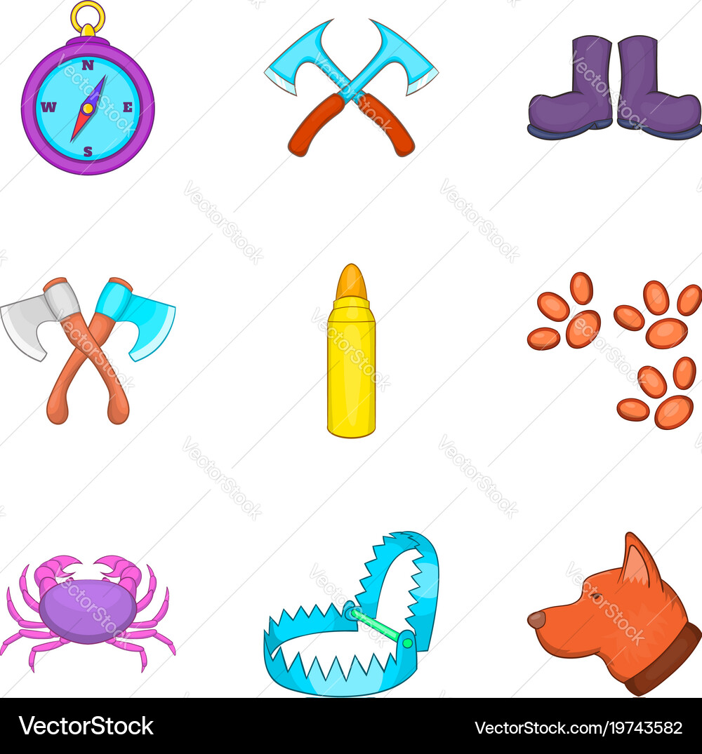 Chase icons set cartoon style Royalty Free Vector Image