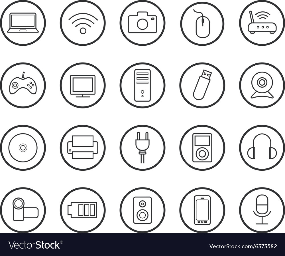 Digital technology linear icons set Royalty Free Vector Digital technology linear icons set Royalty Free Vector