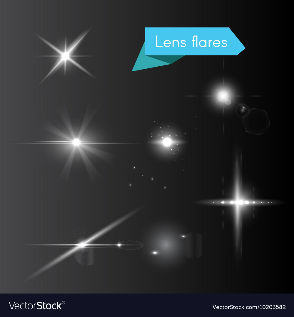 Glowing white flash elements Royalty Free Vector Image