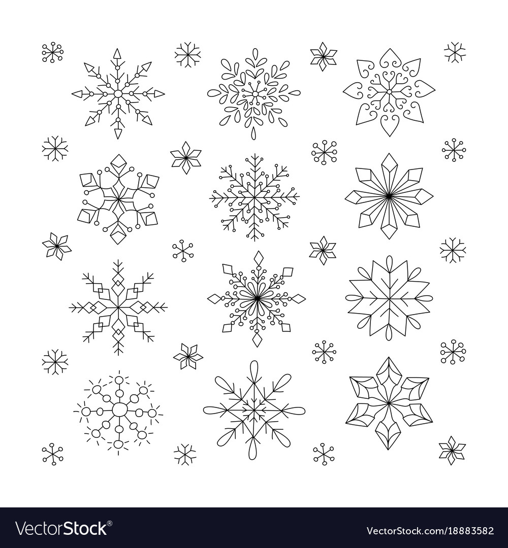 Hand drawn snowflakes doodle snowflakes unique Vector Image