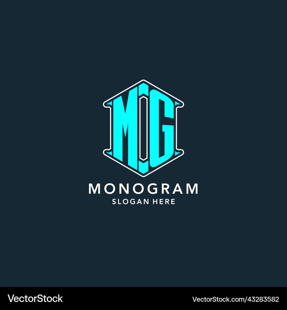 Letter mg logo with hexagon shape geometric style Vector Image