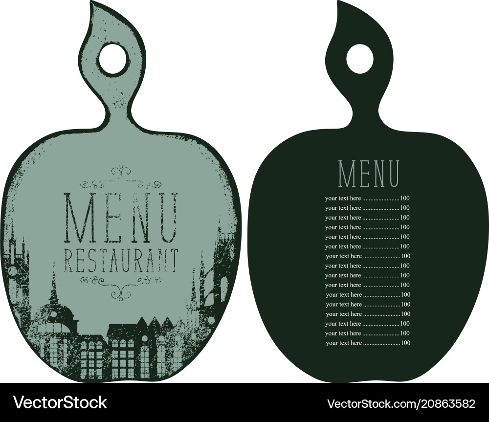 Menu in form cutting board with price list Vector Image