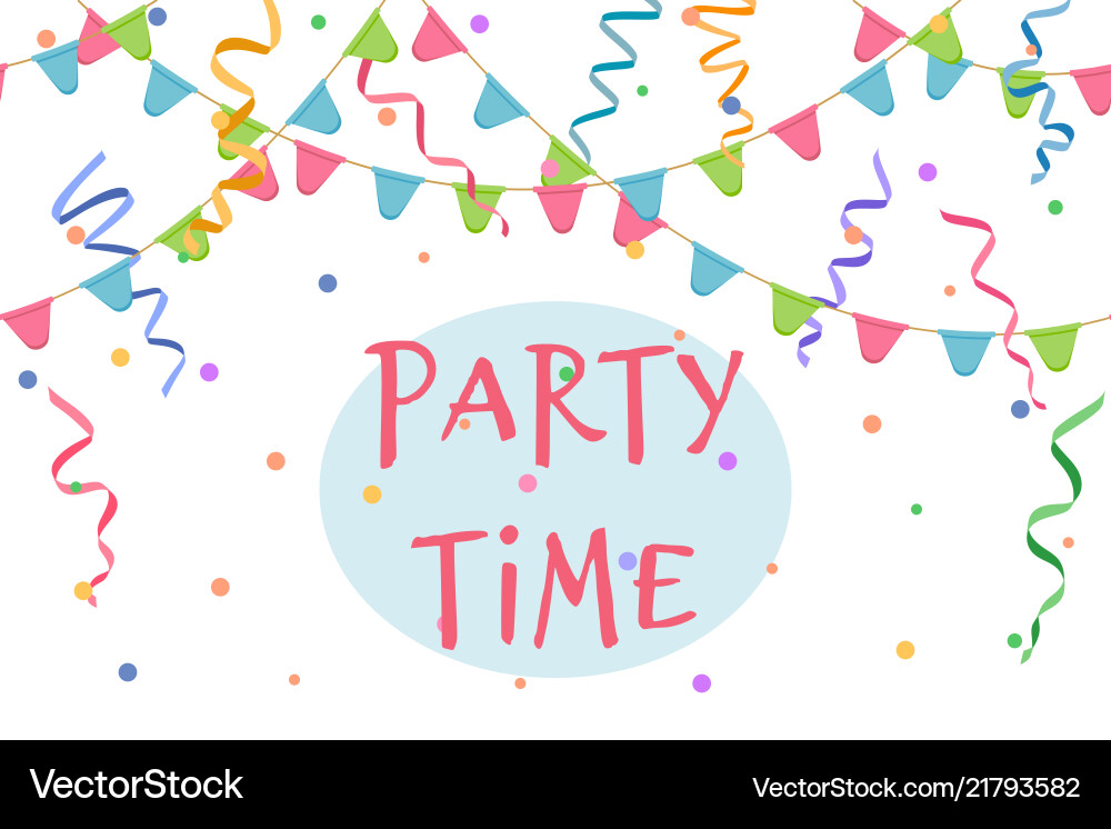 Party time sign on serpentine background Vector Image