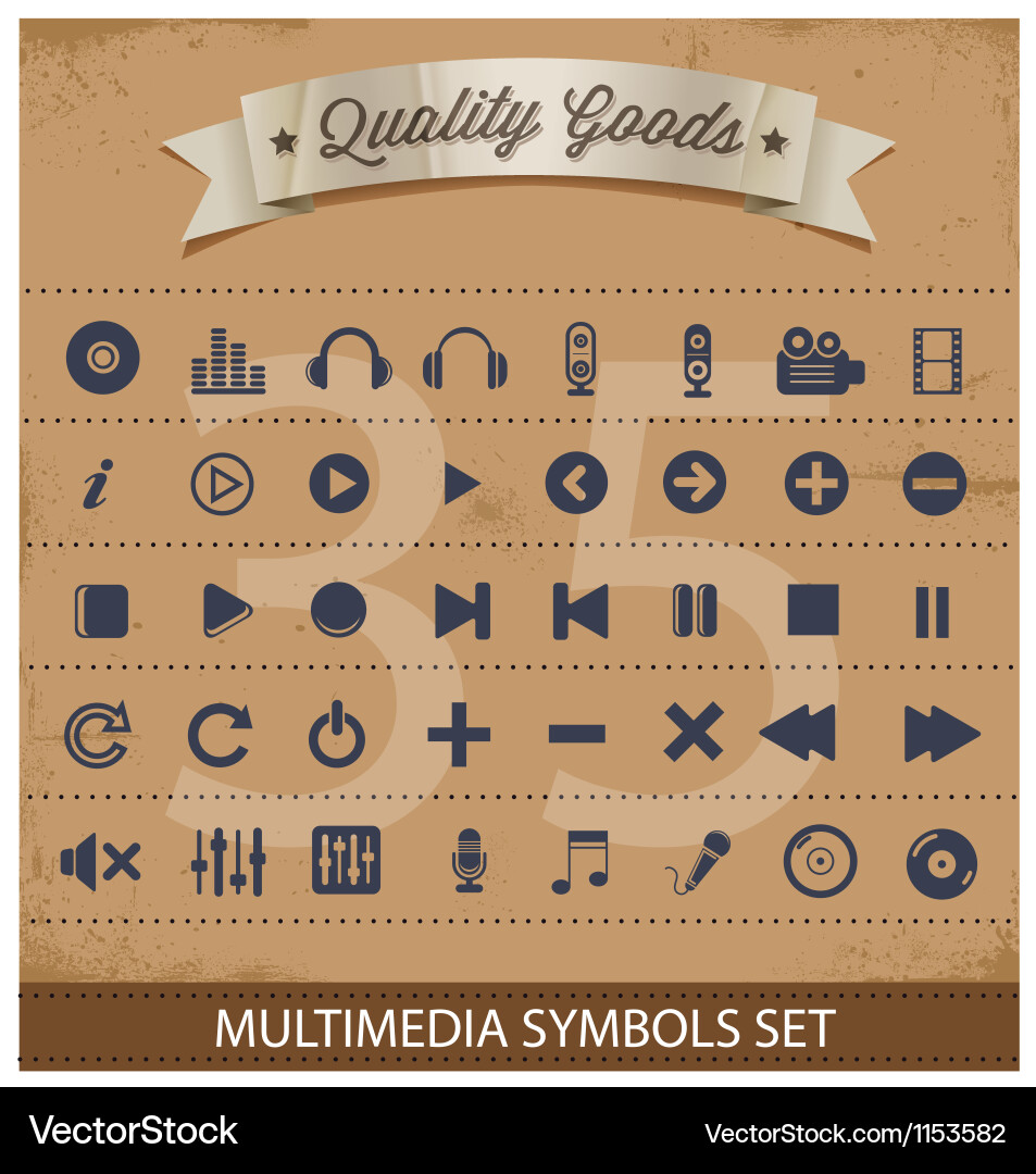 Pictograph multimedia symbols set Royalty Free Vector Image