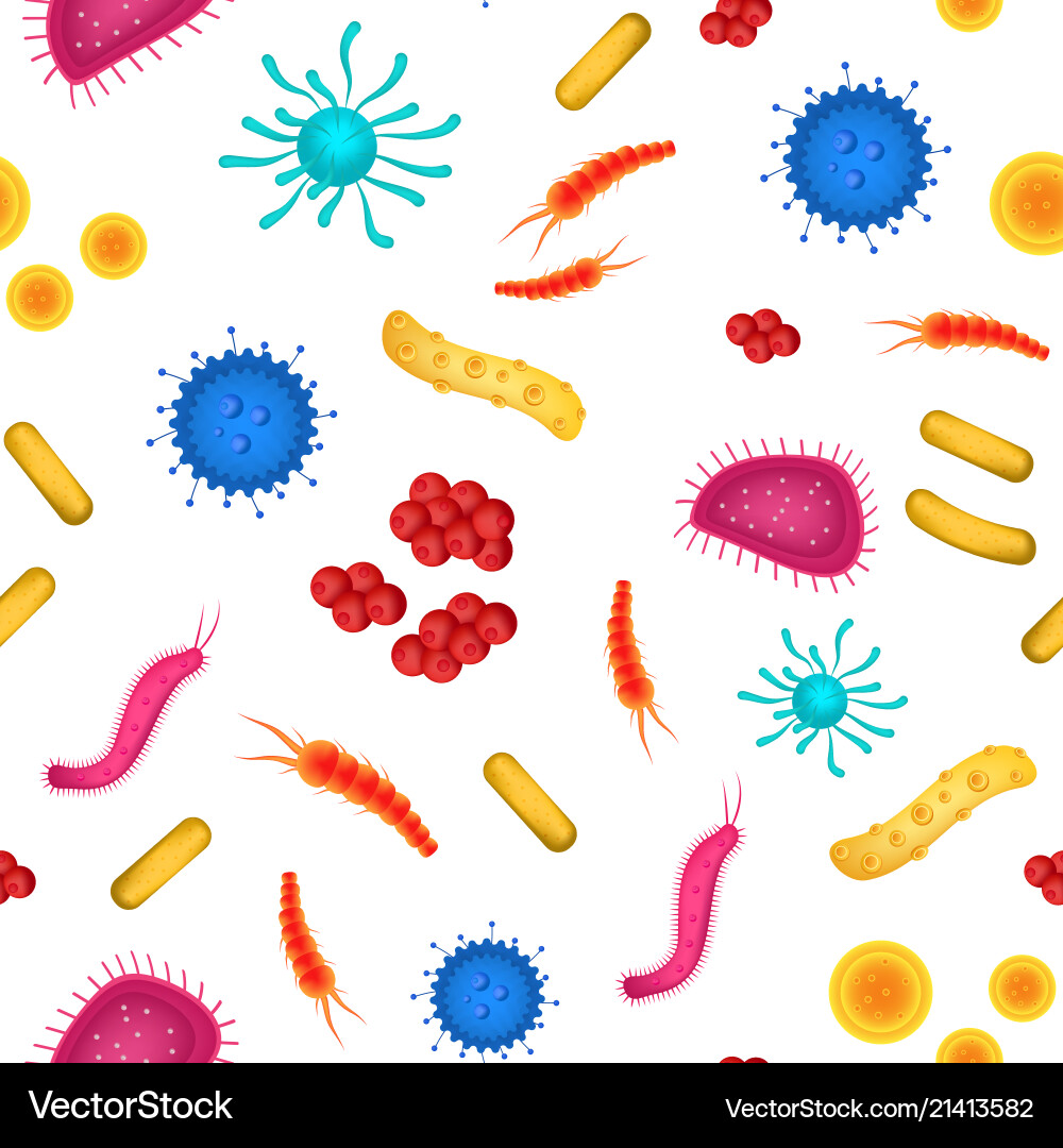 Realistic detailed 3d virus and bacteria seamless Vector Image