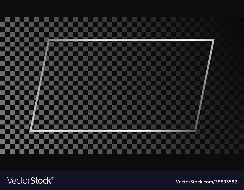 Silver glowing rectangular shape frame Royalty Free Vector