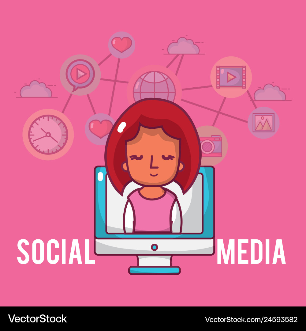 Social media cartoons Royalty Free Vector Image