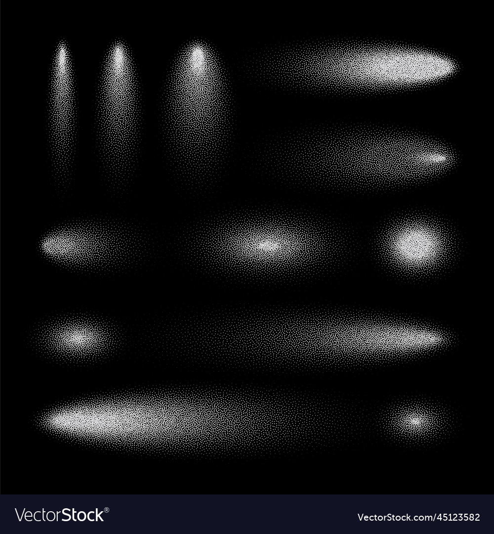 Stipple shadows set dotted design elements Vector Image