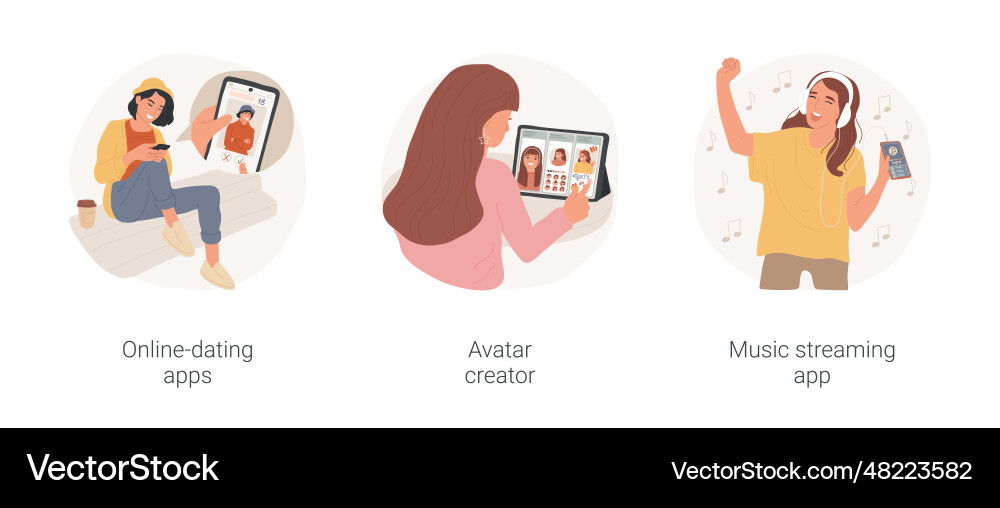 Teenager using apps isolated cartoon Royalty Free Vector