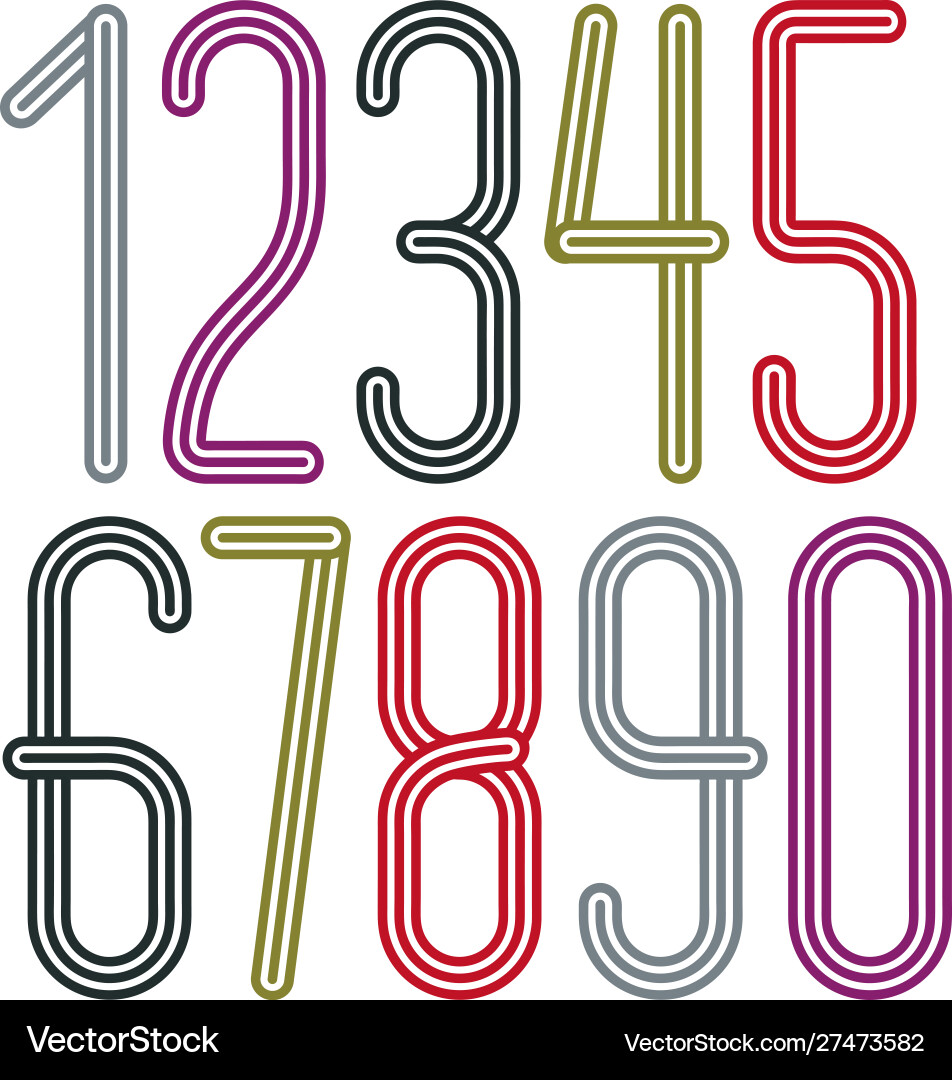 Trendy numbers collection retro condensed Vector Image