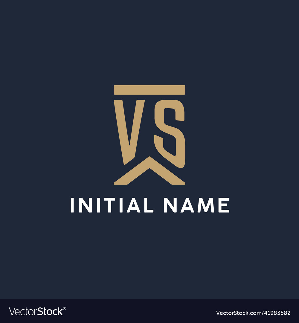 Vs initial monogram logo design in a rectangular Vector Image