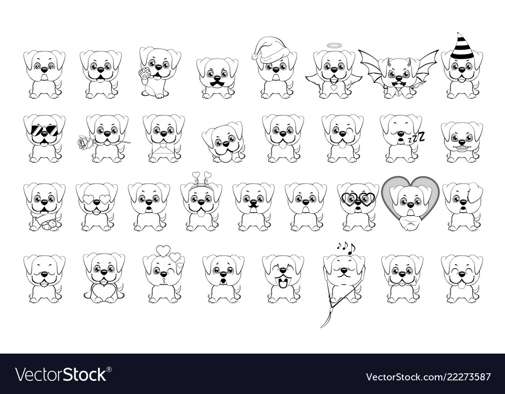 Big set of little dogs with different emotions Vector Image