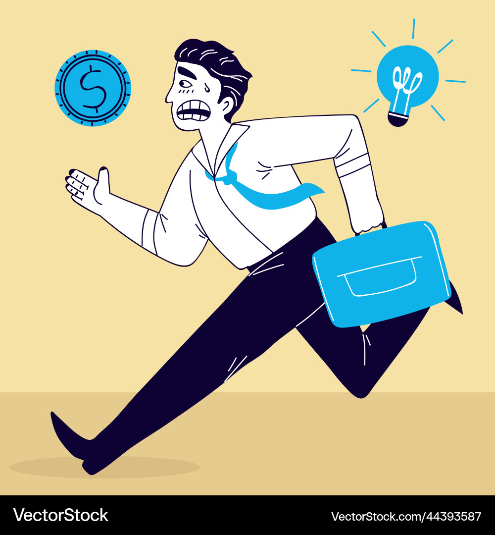 Businessman run with money Royalty Free Vector Image